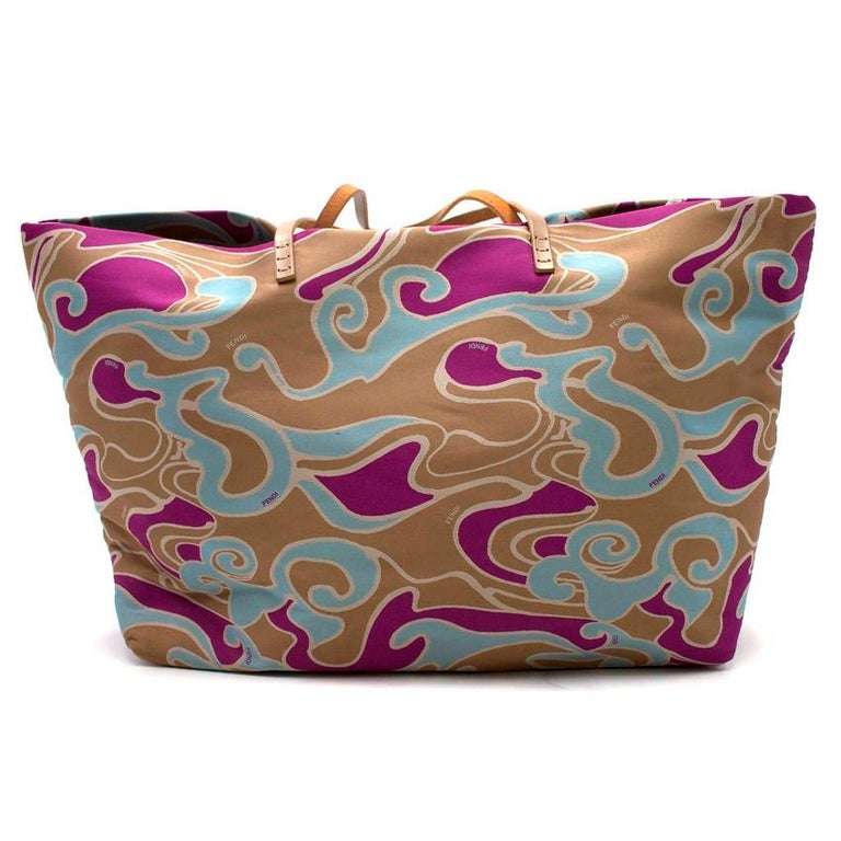 Fendi Patterned Canvas Shoulder Tote at 1stDibs