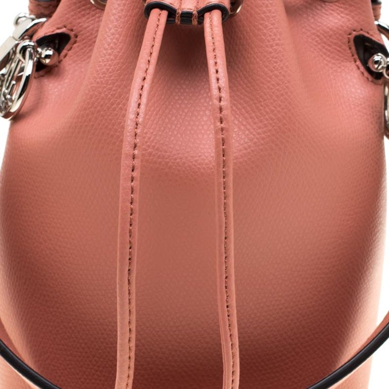 Fendi Peach Leather Mini Mon Tresor Drawstring Bucket Bag For Sale at ...