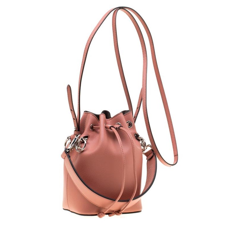 Fendi Peach Leather Mini Mon Tresor Drawstring Bucket Bag For Sale at ...