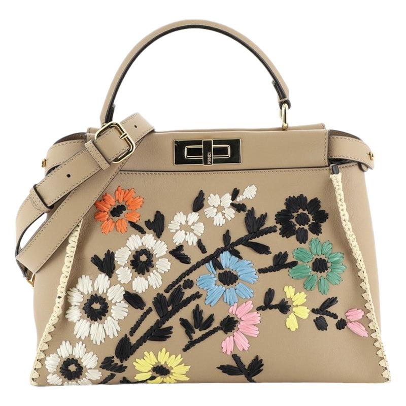 Fendi Peekaboo Bag Embroidered Leather Regular at 1stDibs