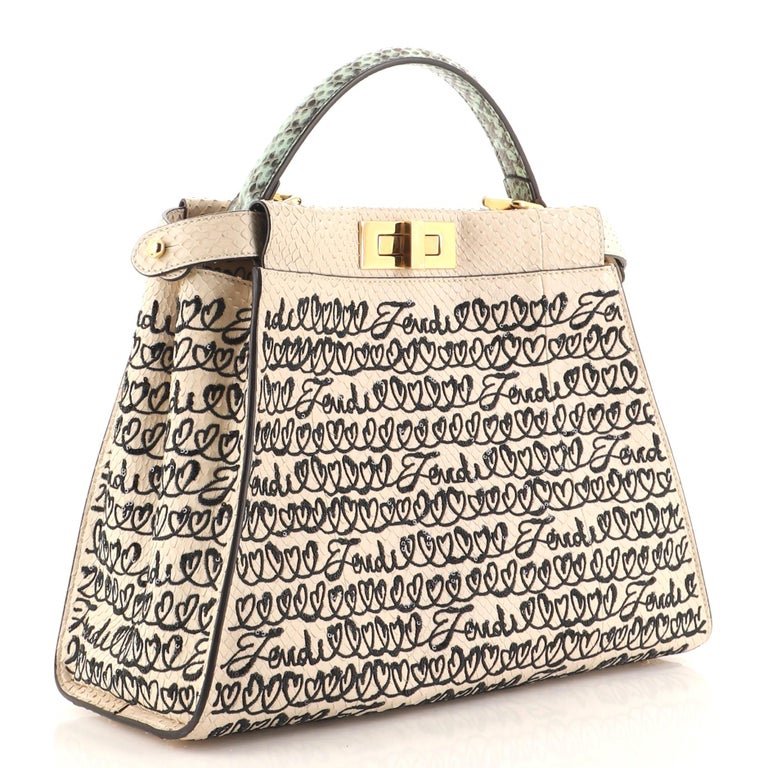 Fendi Peekaboo Bag Embroidered Python Regular For Sale at 1stDibs