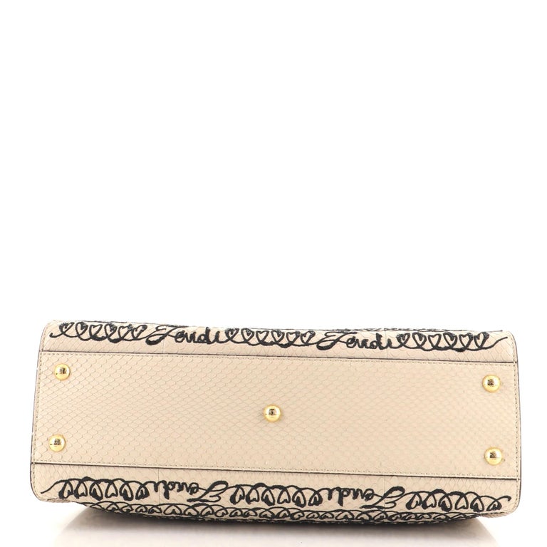 Fendi Peekaboo Bag Embroidered Python Regular For Sale at 1stDibs