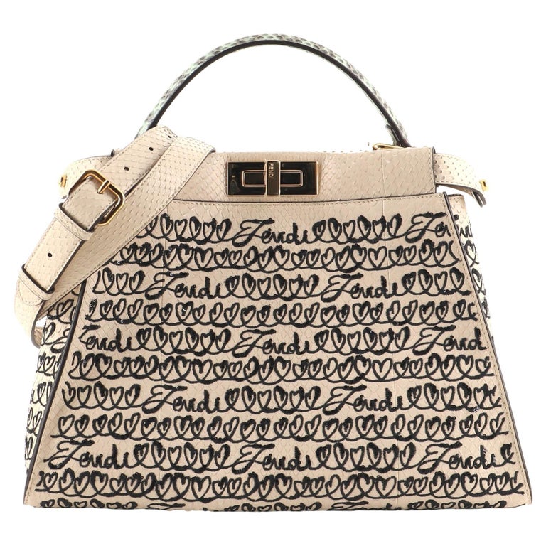 Fendi Peekaboo Bag Embroidered Python Regular For Sale at 1stDibs