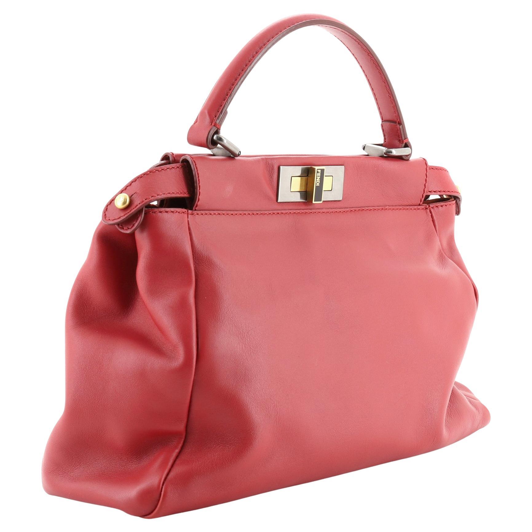 Fendi Red Canvas Fabric Zucchino Handbag Italy For Sale at 1stDibs