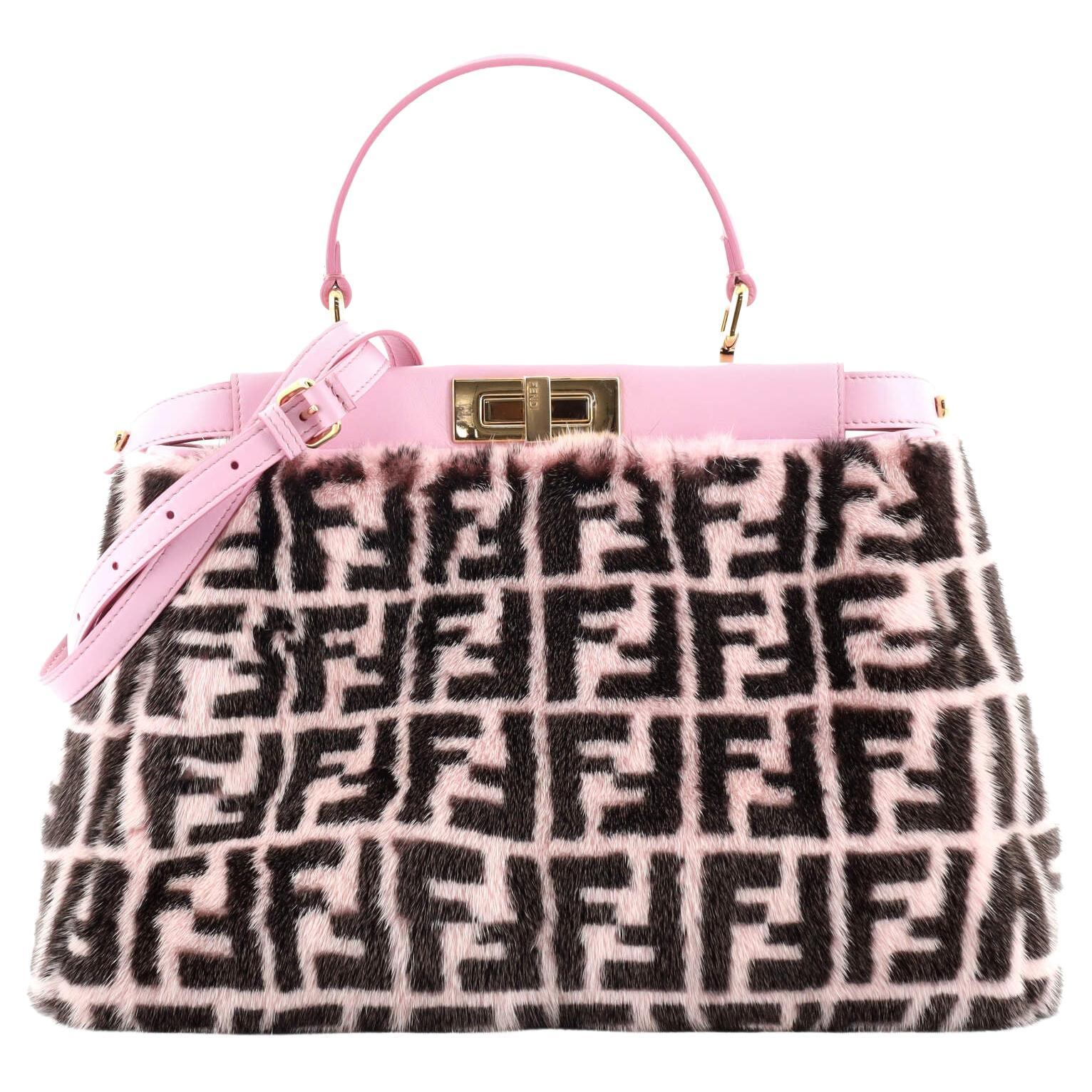 Fendi Pink Shearling Micro Peekaboo Crossbody Bag For Sale at 1stDibs ...