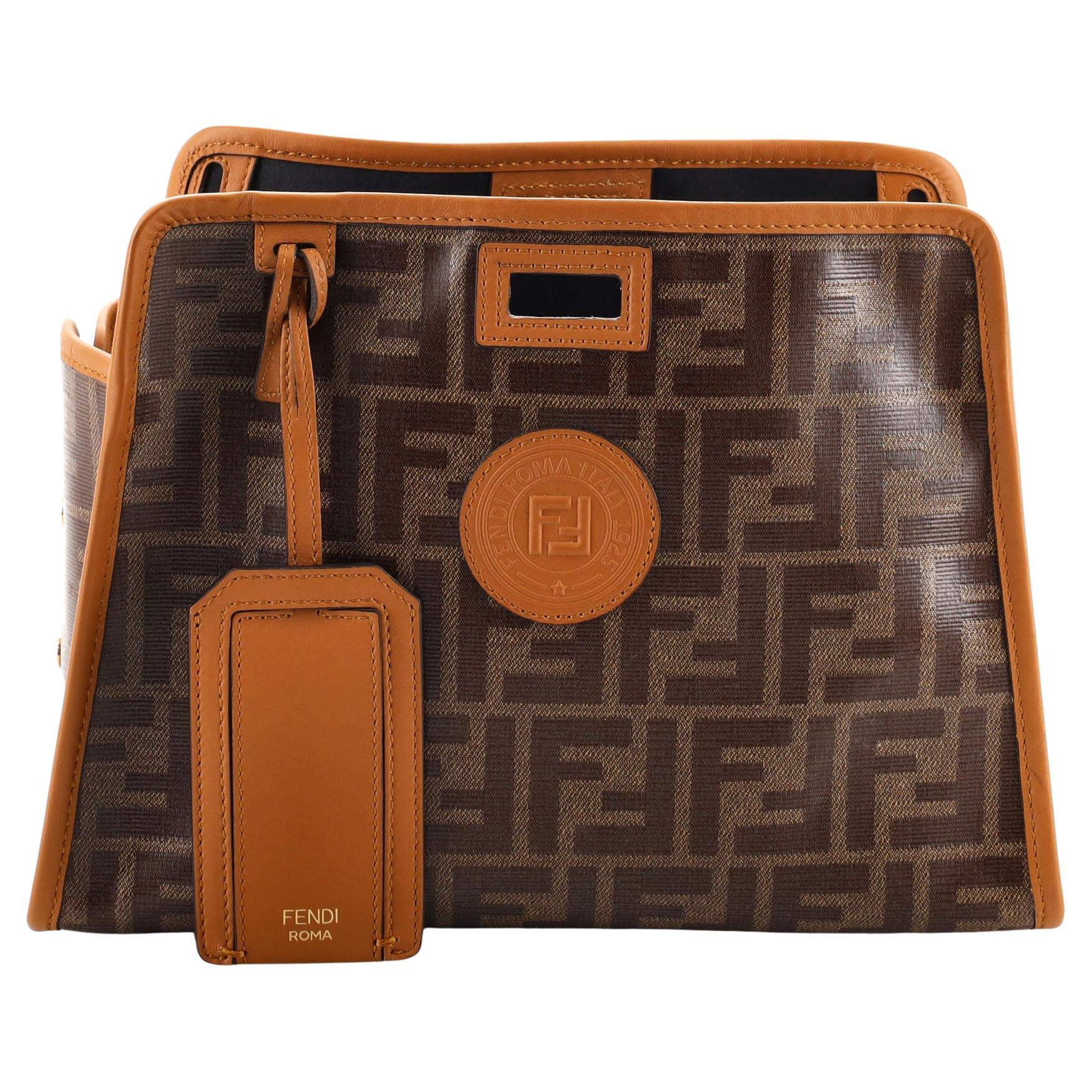 Fendi Limited Edition Monogram Cognac Evening Top Handle Bucket ...