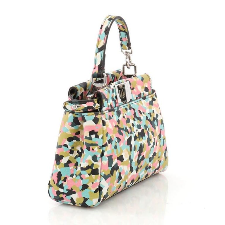 Fendi Peekaboo Handbag Printed Leather Micro at 1stDibs