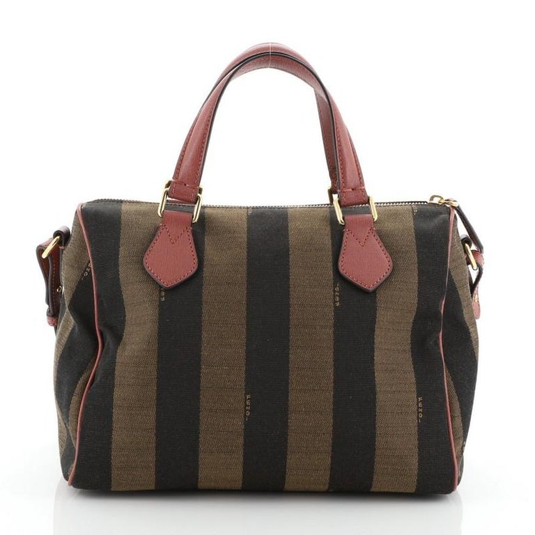 Fendi Pequin Convertible Boston Bag Canvas Small at 1stDibs