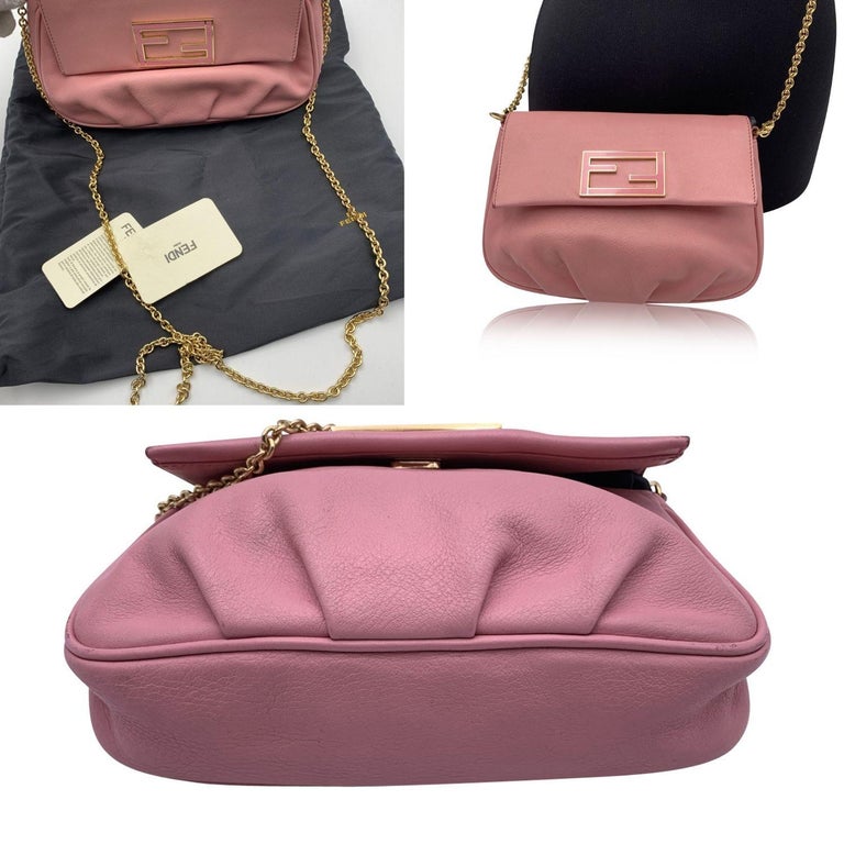 Fendi Pink Leather Small Fendista Pochette Crossbody Bag For Sale at ...