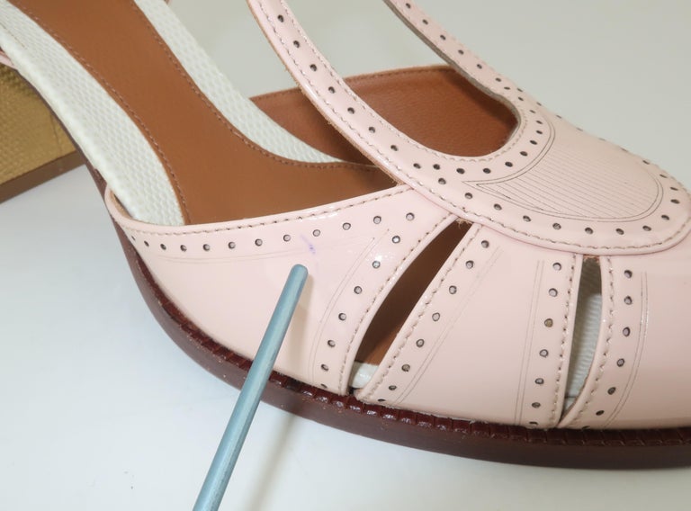 Fendi Pink Patent Leather Spectator Style Shoes Sz 38 For Sale at 1stDibs