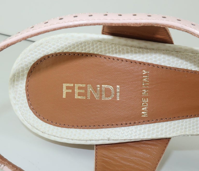 Fendi Pink Patent Leather Spectator Style Shoes Sz 38 For Sale at 1stDibs