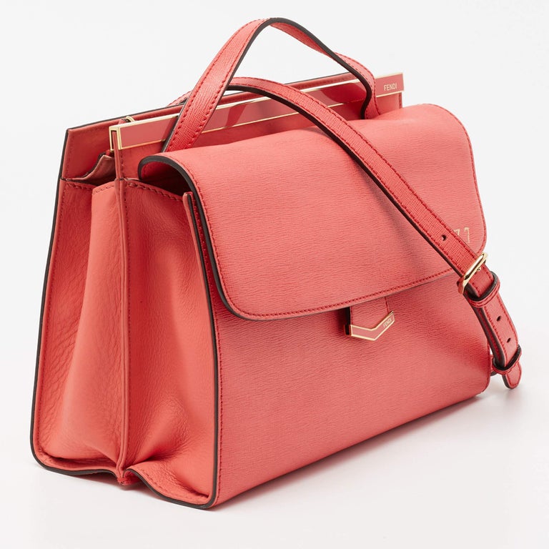 Fendi Pink Textured Leather Small Demi Jour Top Handle Bag For Sale at ...