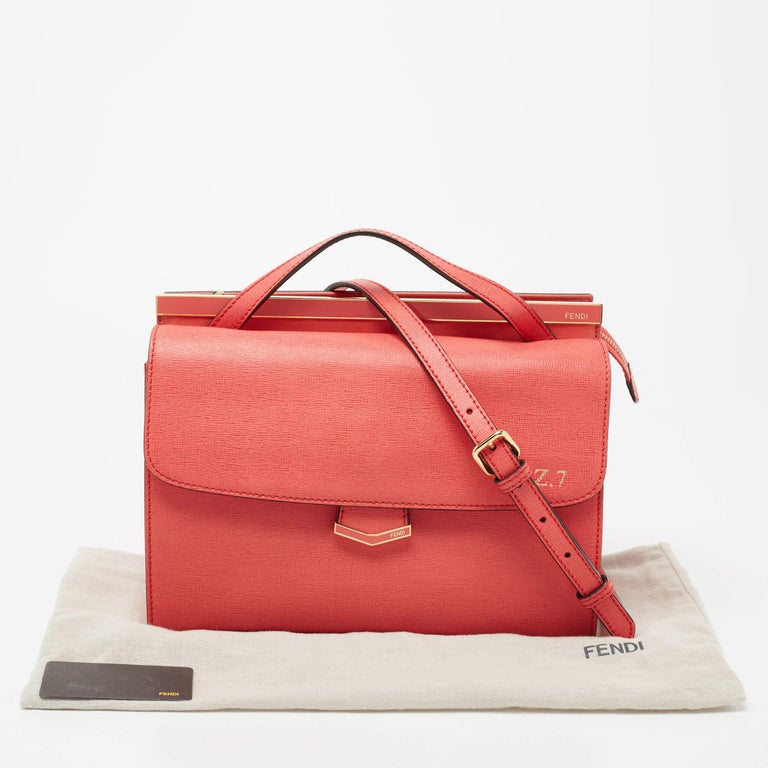 Fendi Pink Textured Leather Small Demi Jour Top Handle Bag For Sale at ...