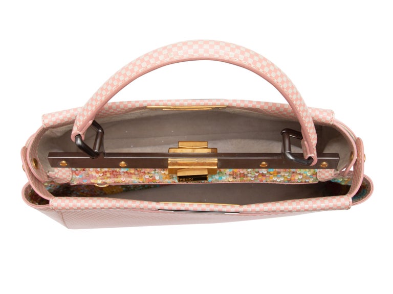 Fendi Pink and White Checkered Peekaboo Handbag For Sale at 1stDibs