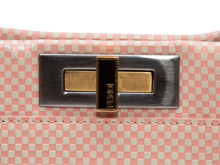 Fendi Pink and White Checkered Peekaboo Handbag For Sale at 1stDibs