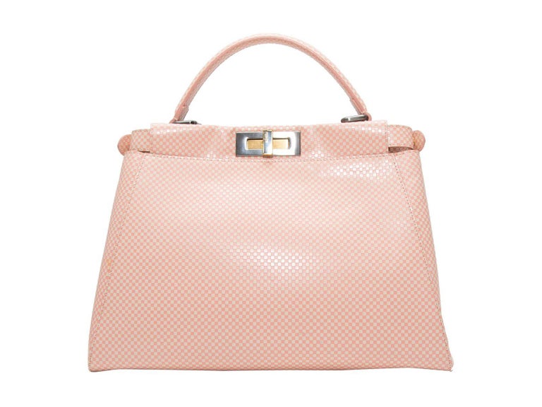 Fendi Pink and White Checkered Peekaboo Handbag For Sale at 1stDibs