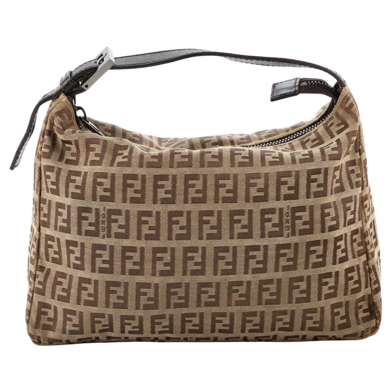 Fendi Pochette Shoulder Bag Zucchino Canvas Medium For Sale at 1stDibs