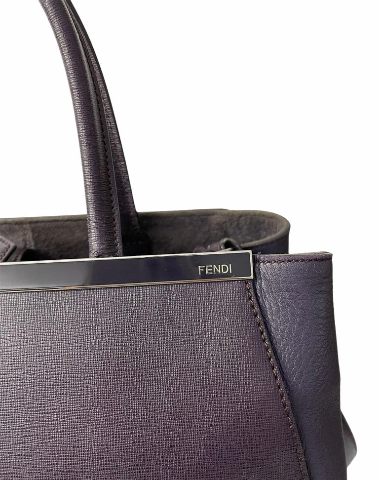 Fendi Purple Leather 2Jours Handbag For Sale at 1stDibs