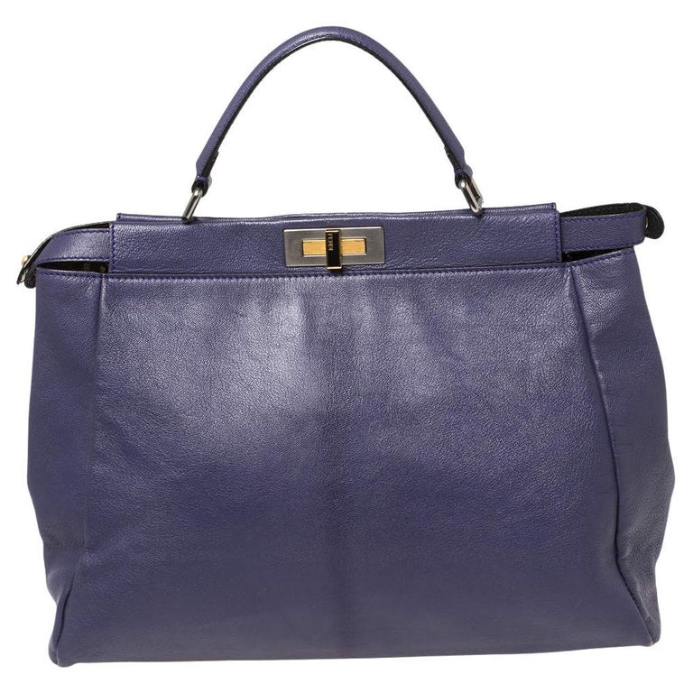 Fendi Purple Leather Large Peekaboo Top Handle Bag For Sale at 1stDibs