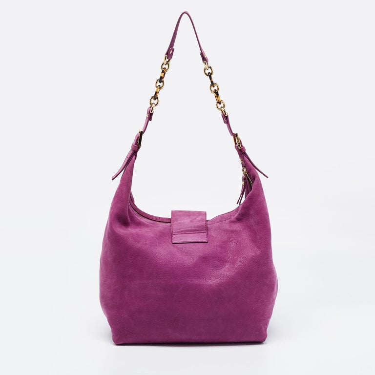 Fendi Purple Suede Zip Hobo For Sale at 1stDibs