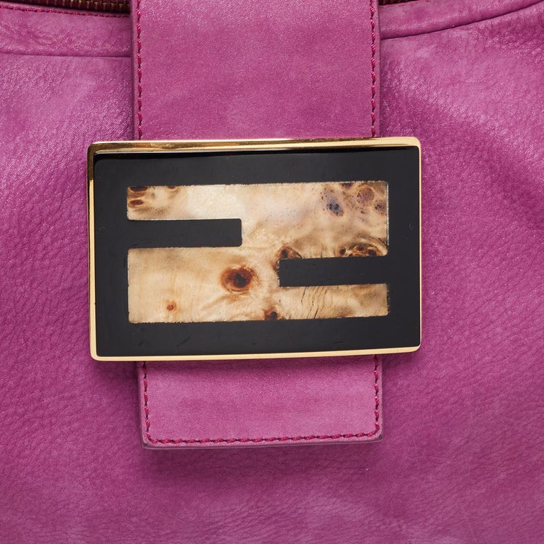 Fendi Purple Suede Zip Hobo For Sale at 1stDibs