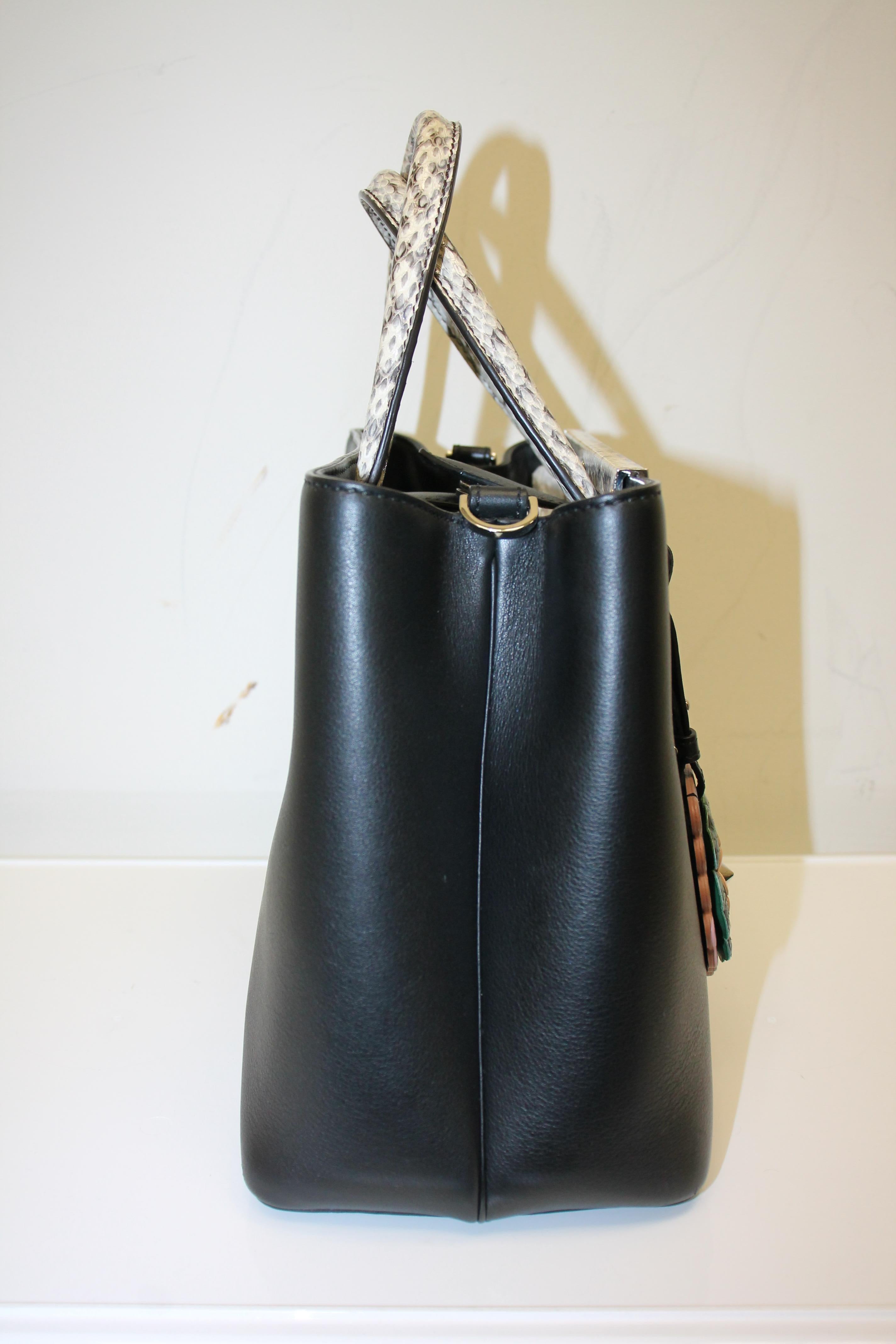 Fendi Python-Trimmed Petite 2Jours Tote For Sale at 1stDibs