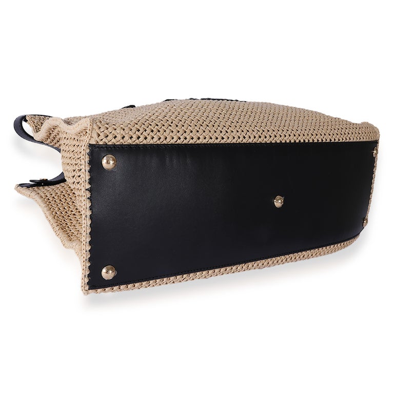 Fendi Raffia Vitello Macrame Large Peekaboo X-Tote For Sale at 1stDibs