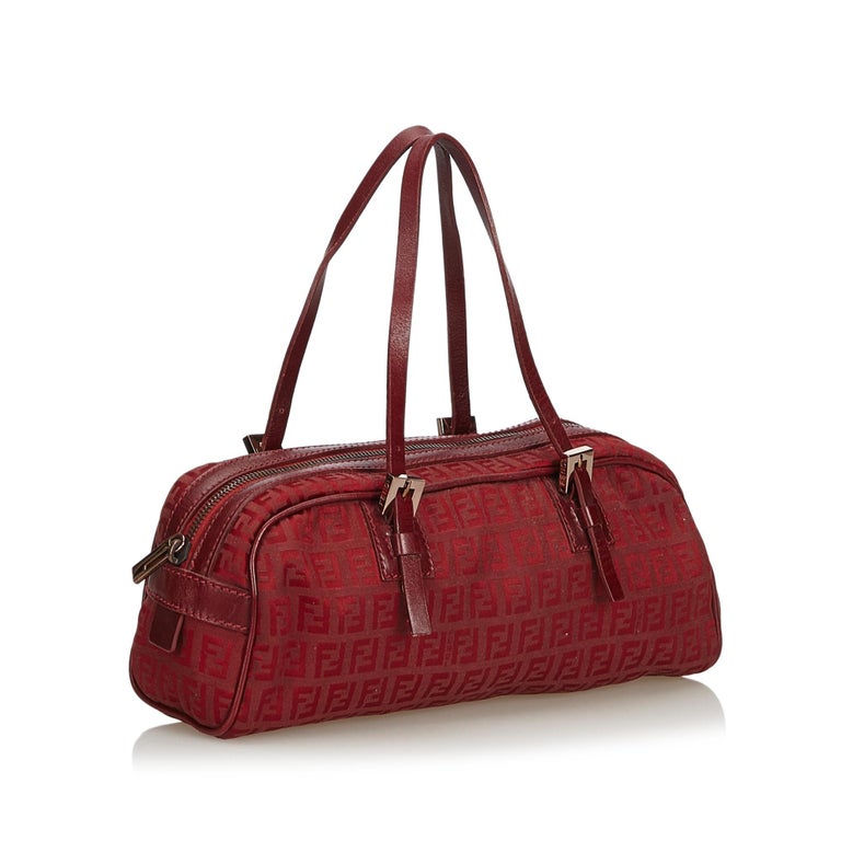 Fendi Red Canvas Fabric Zucchino Handbag Italy For Sale at 1stDibs
