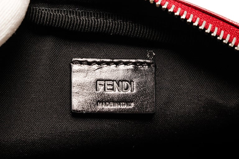 Fendi Red Leather FF Logo Stramp Crossbody Bag For Sale at 1stDibs