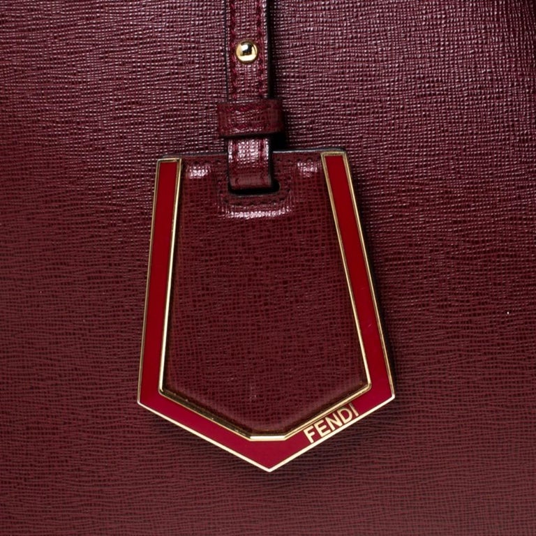 Fendi Red Leather Medium 2jours Tote For Sale at 1stDibs