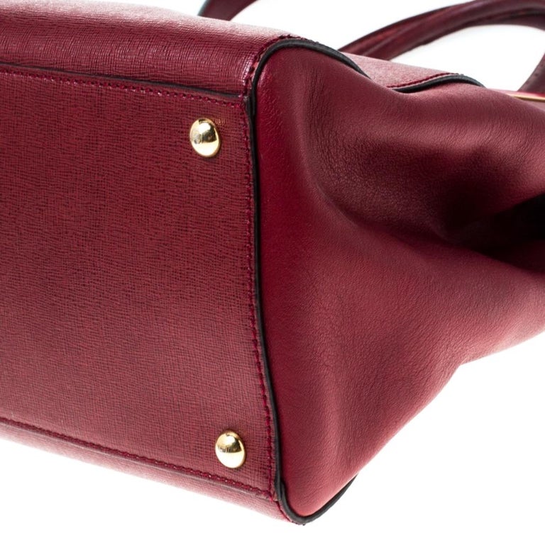 Fendi Red Leather Medium 2jours Tote For Sale at 1stDibs
