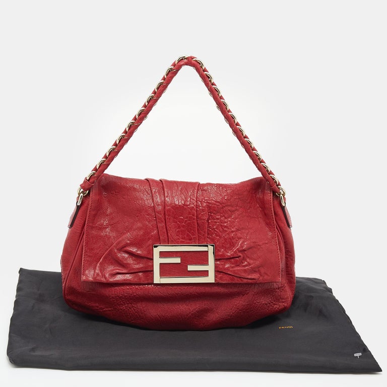 Fendi Red Leather Mia Flap Shoulder Bag at 1stDibs