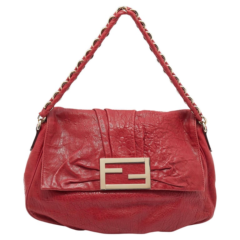 Fendi Red Leather Mia Flap Shoulder Bag at 1stDibs