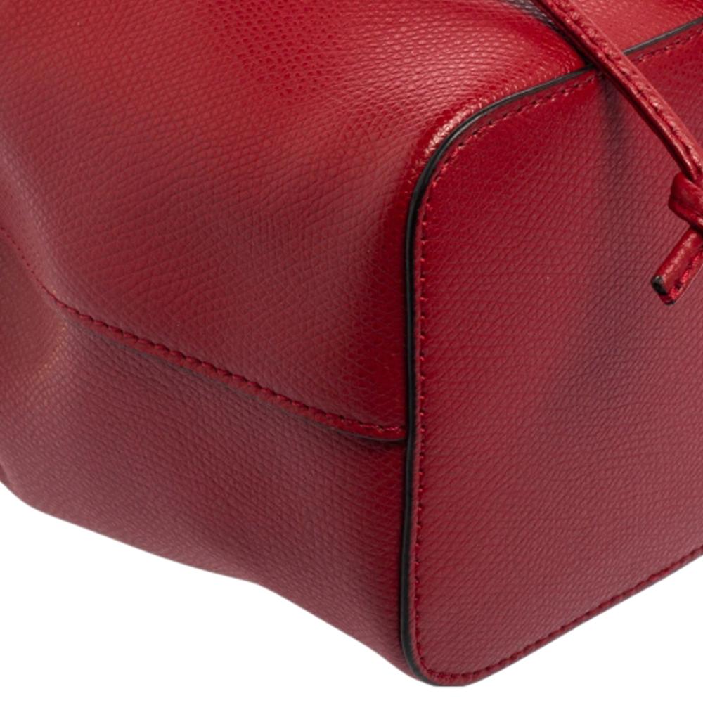 Fendi Red Leather Mini Mon Tresor Drawstring Bucket Bag at 1stDibs