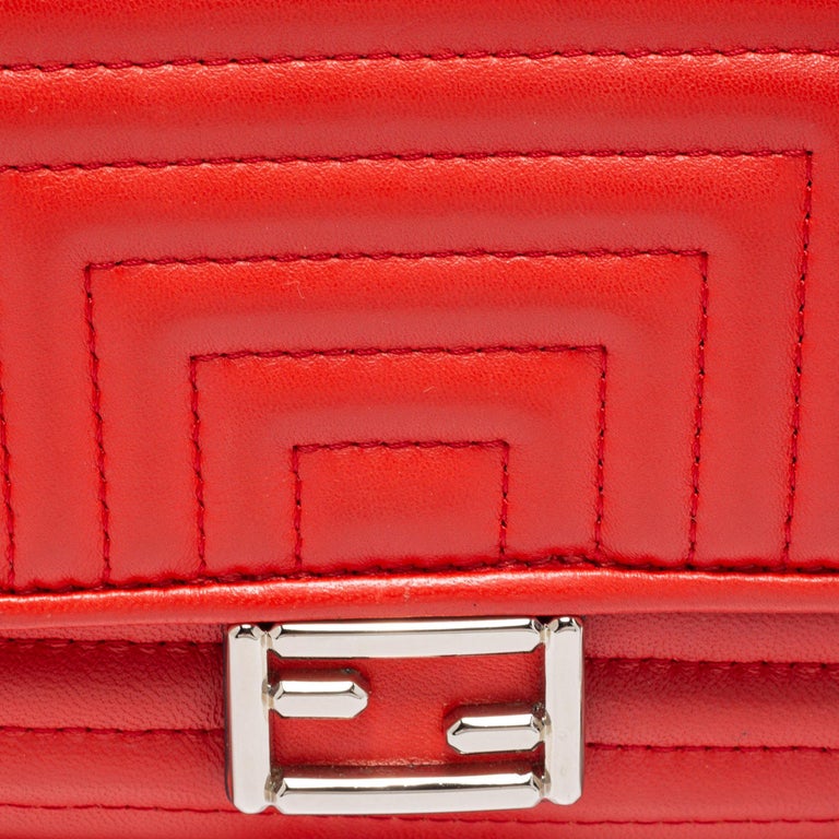 Fendi Red Lipstick Quilted Leather Micro Double Baguette Bag For Sale ...