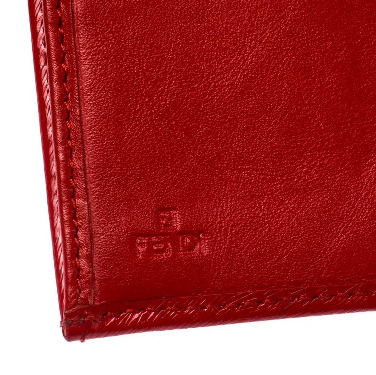 Fendi Red Patent Leather Flap Continental Wallet For Sale at 1stDibs