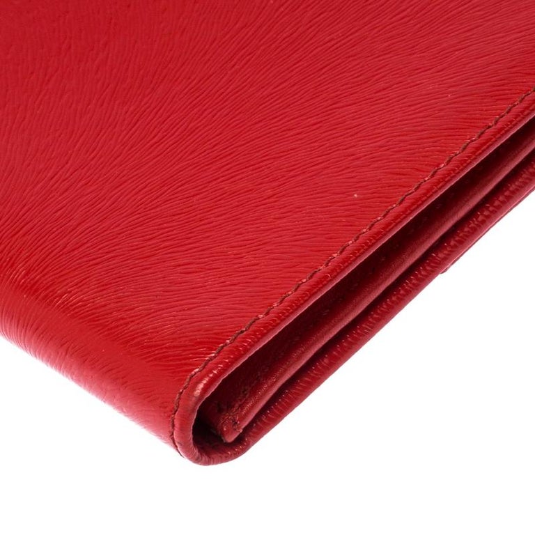 Fendi Red Patent Leather Flap Continental Wallet For Sale at 1stDibs