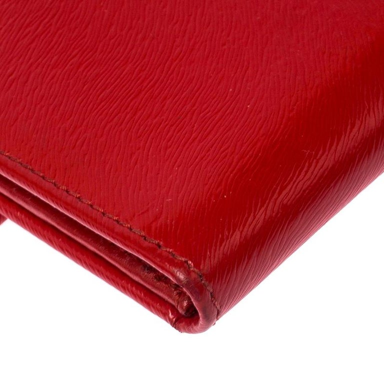 Fendi Red Patent Leather Flap Continental Wallet For Sale at 1stDibs