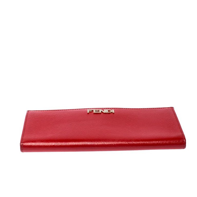 Fendi Red Patent Leather Flap Continental Wallet For Sale at 1stDibs