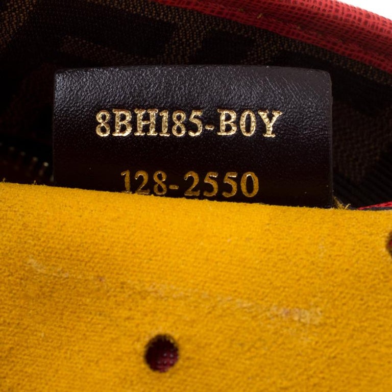 Fendi Red Perforated Leather Roll Tote W/ Pouch For Sale at 1stDibs