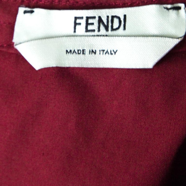 Fendi Red Ruffled Trim Flared Sleeve Belted Cocktail Dress S For Sale ...