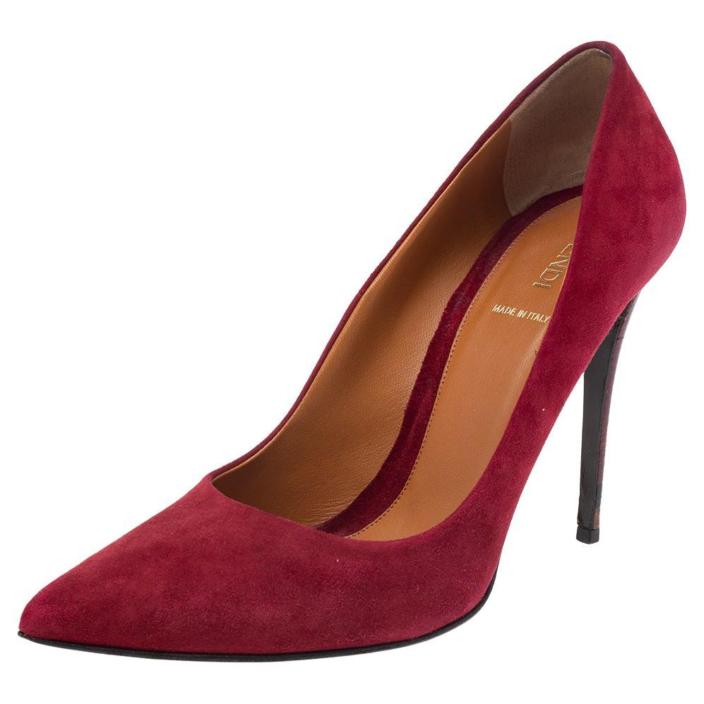 Fendi Red Suede Pointed Toe Pumps Size 40 For Sale at 1stDibs | red ...