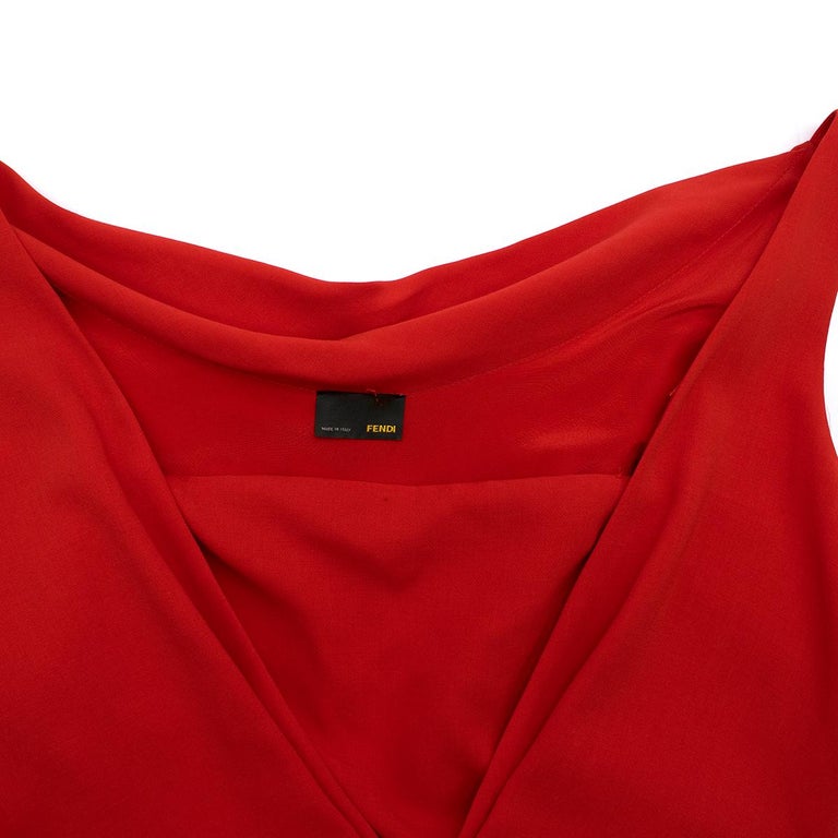 Fendi Red V-Neck Mini Dress - Size US 8 For Sale at 1stDibs | v fendi ...