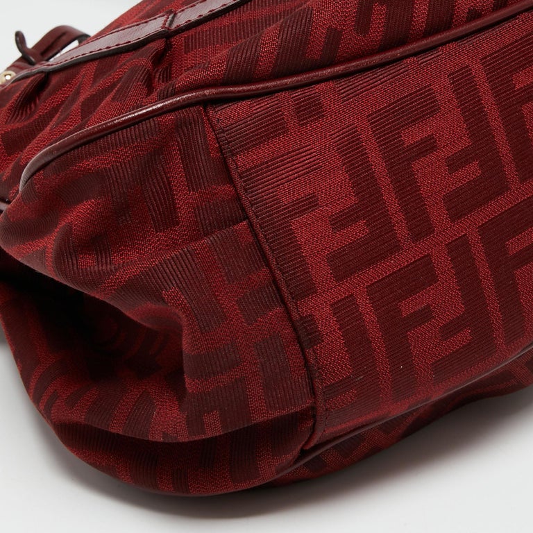 Fendi Red Zucca Canvas And Leather Chef Shoulder Bag For Sale at 1stDibs