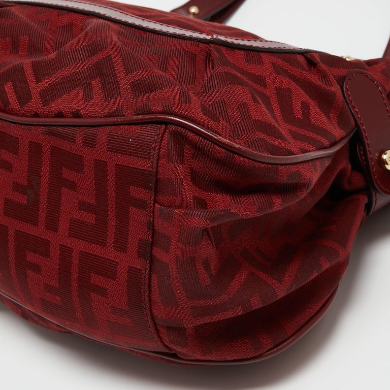 Fendi Red Zucca Canvas And Leather Chef Shoulder Bag For Sale at 1stDibs
