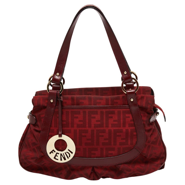 Fendi Red Zucca Canvas And Leather Chef Shoulder Bag For Sale at 1stDibs