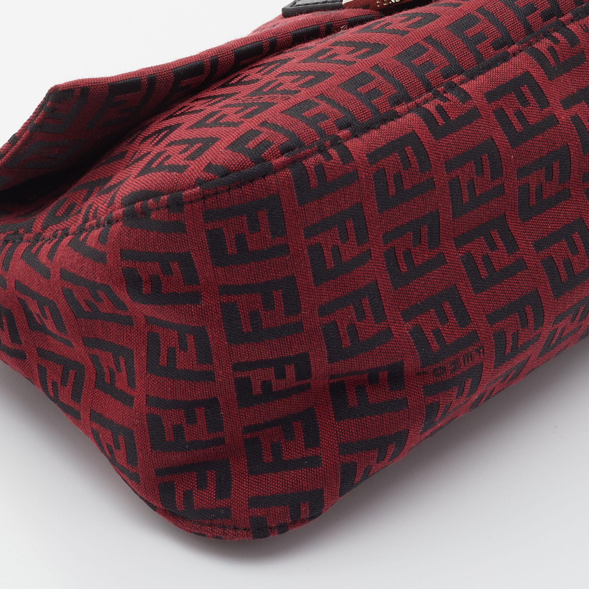 Fendi Red Zucchino Canvas Mama Forever Baguette Bag at 1stDibs