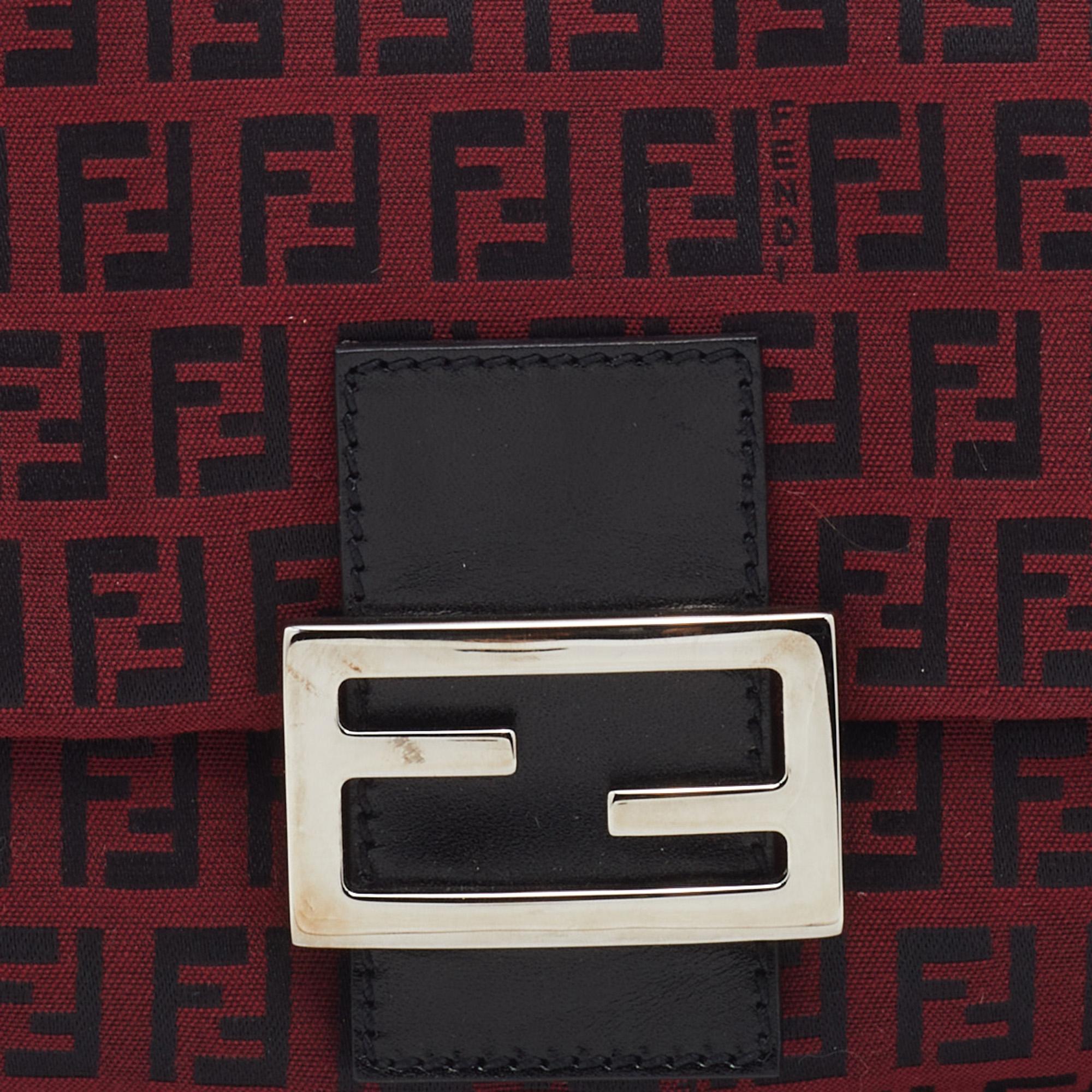 Fendi Red Zucchino Canvas Mama Forever Baguette Bag at 1stDibs