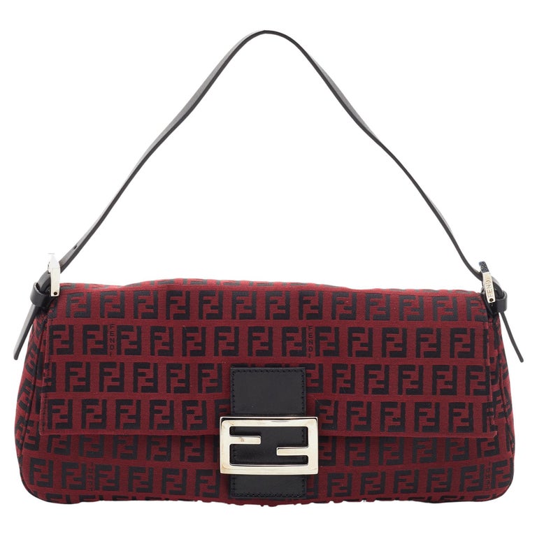 Fendi Red Zucchino Canvas Mama Forever Baguette Bag at 1stDibs
