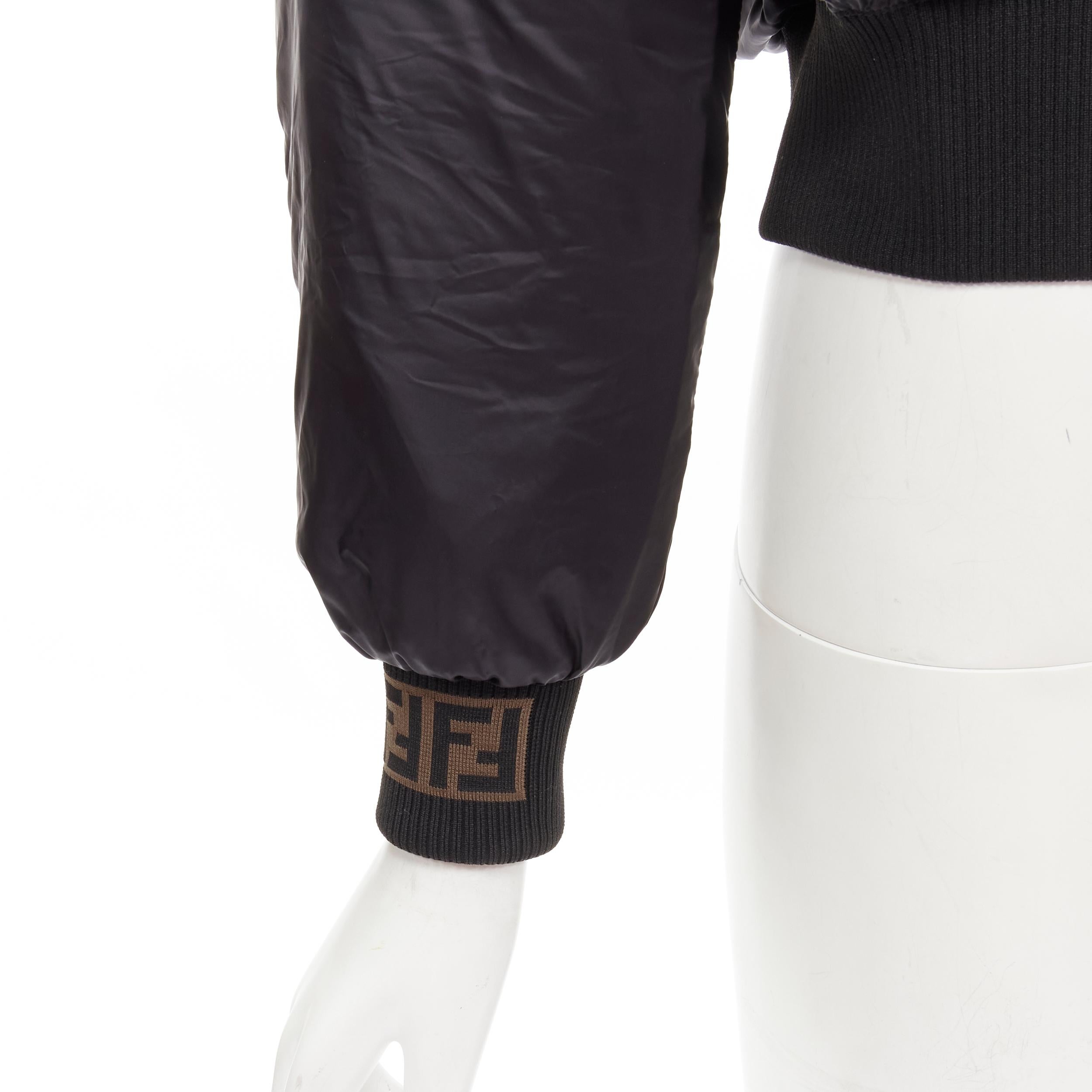FENDI Reversible Forever FF monogram black nylon cropped bomber jacket ...